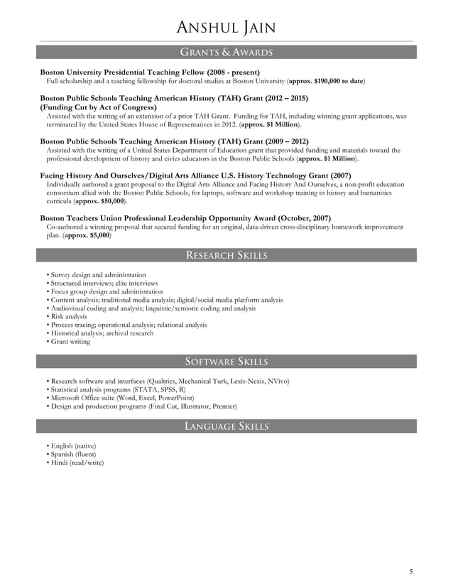 Anshul Jain CV - Fall 2014 gen | PDF