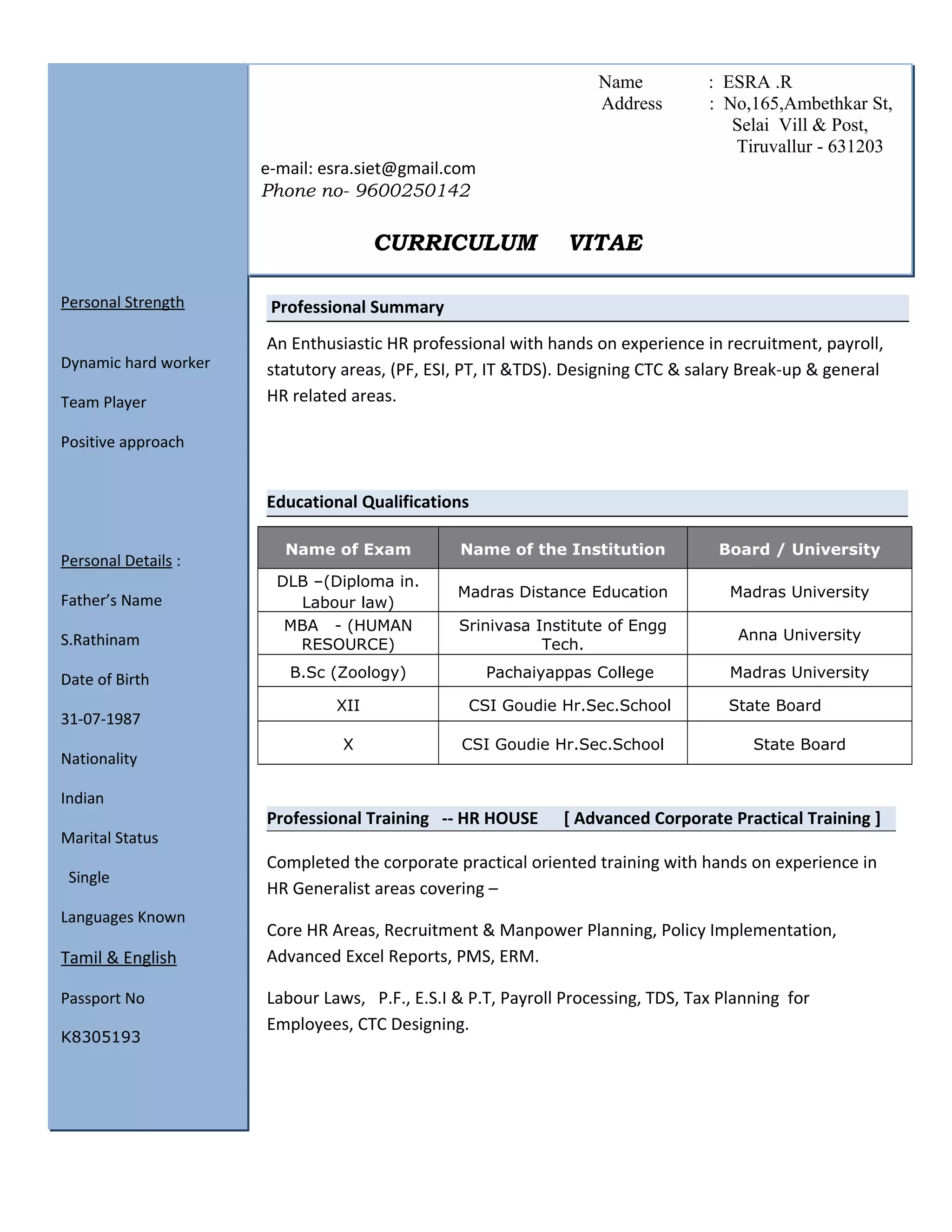 Esra-Curriculam Vitae-1 | PDF