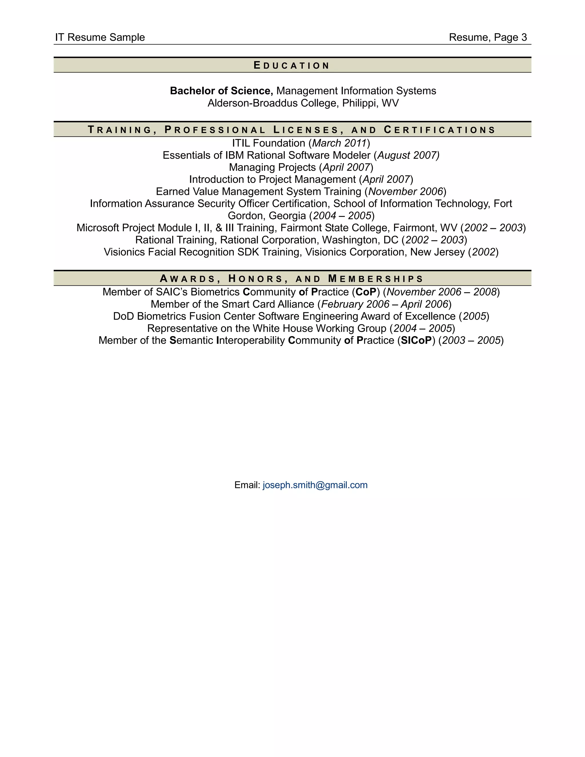 Resume IT Officer Sample | PDF