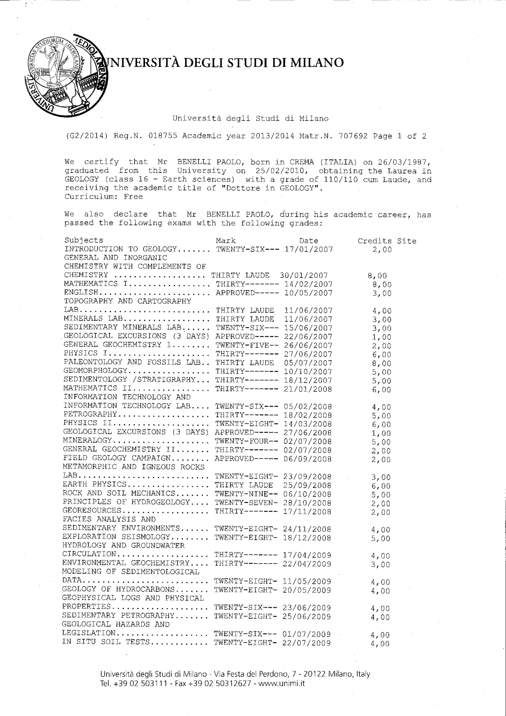official transcript bachelor degree | PDF