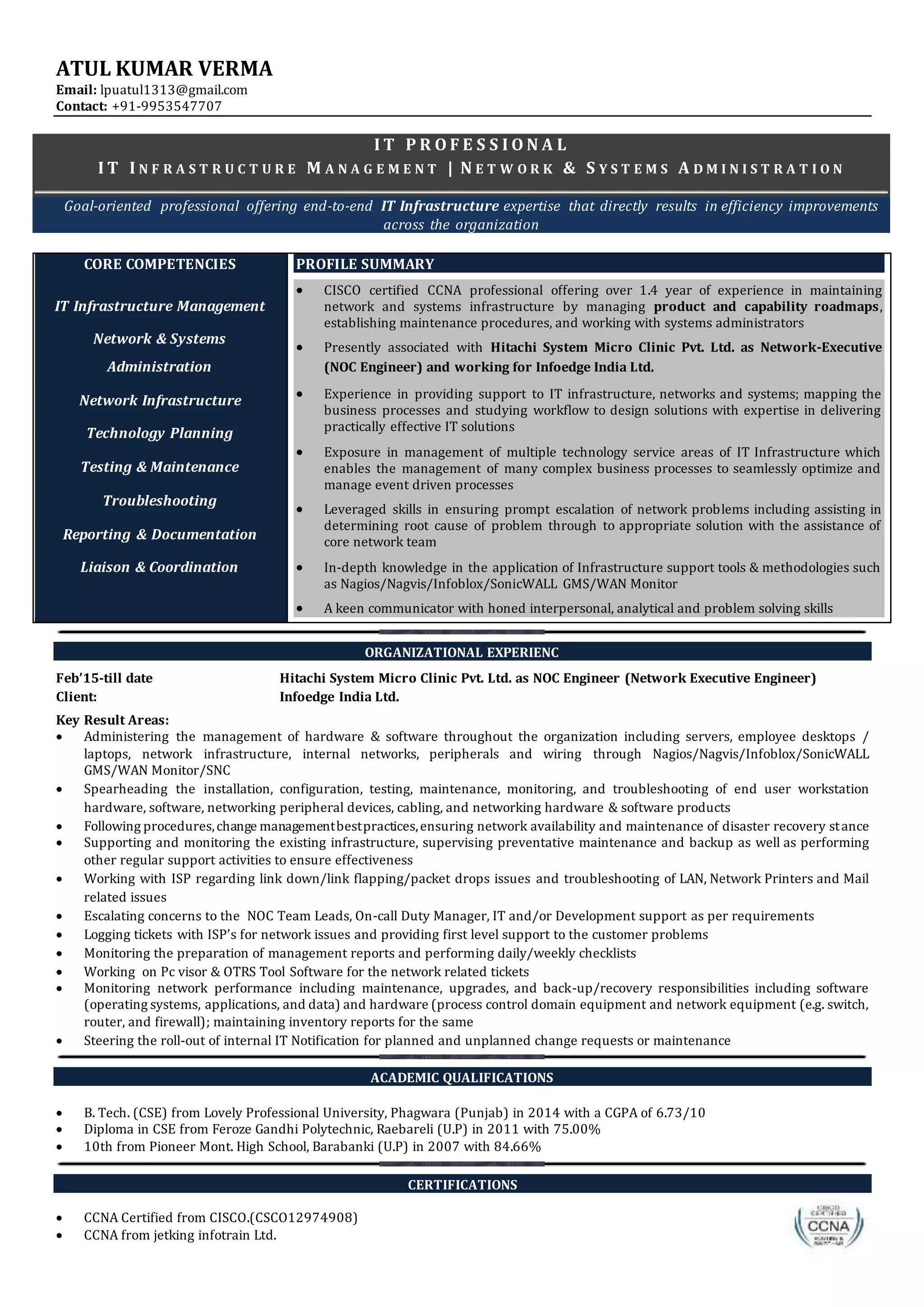 Atul Verma Updated | DOCX | IT and Internet Support | Internet
