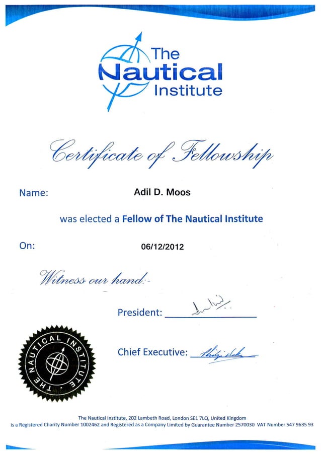 ADM Certificate_Dec 2012 | PDF