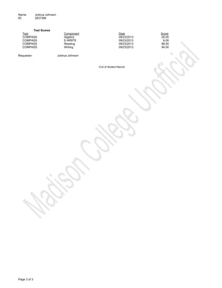 Unoffical Transcript | PDF