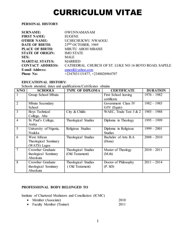 CURRICULUM VITAE FOR CANON | PDF
