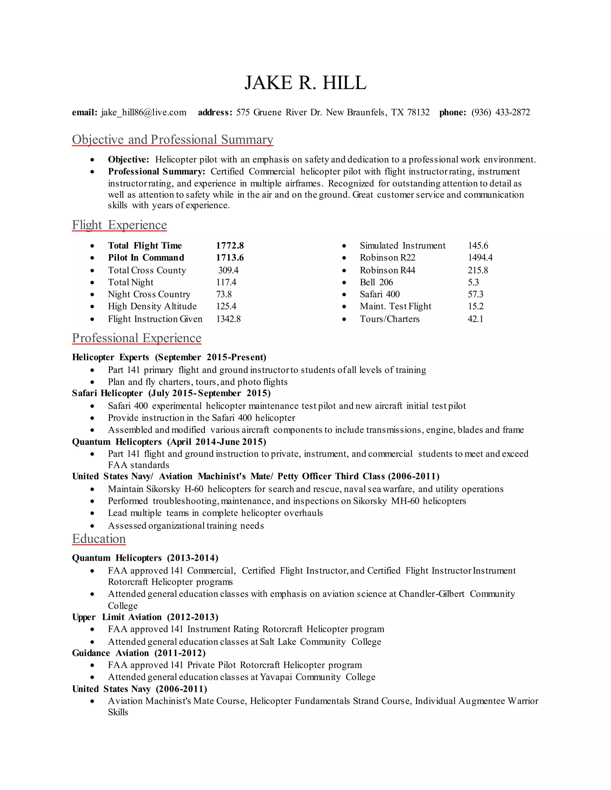 Jake Hill Commercial Resume | PDF