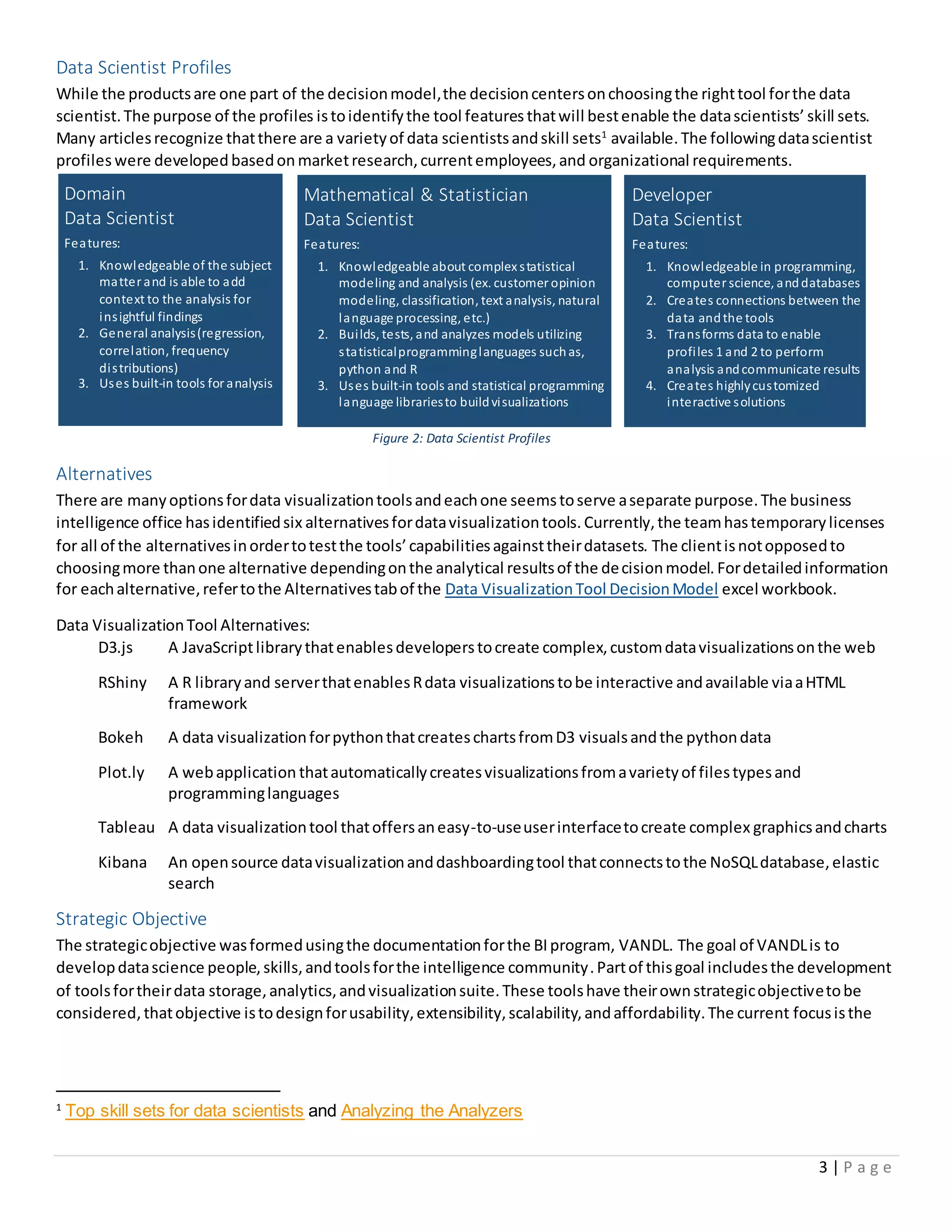 Choosing a Data Visualization Tool for Data Scientists Report | DOCX