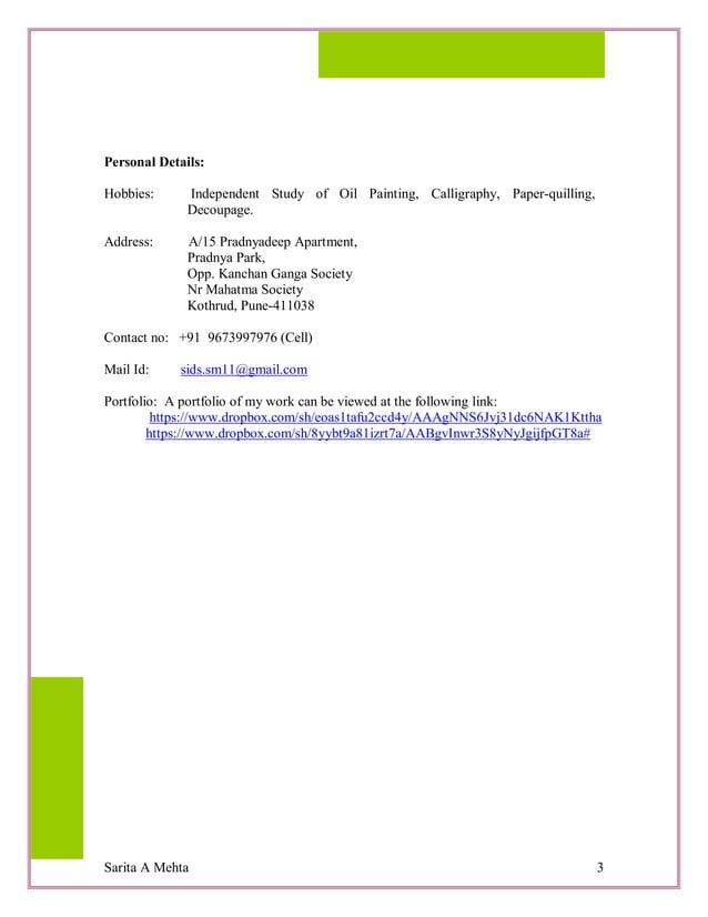 Sarita A Mehta-Profile-Revised | PDF | Landscaping | Home & Garden