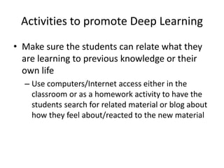 Blending Pedagogy and Technology for Deep Learning | PPTX