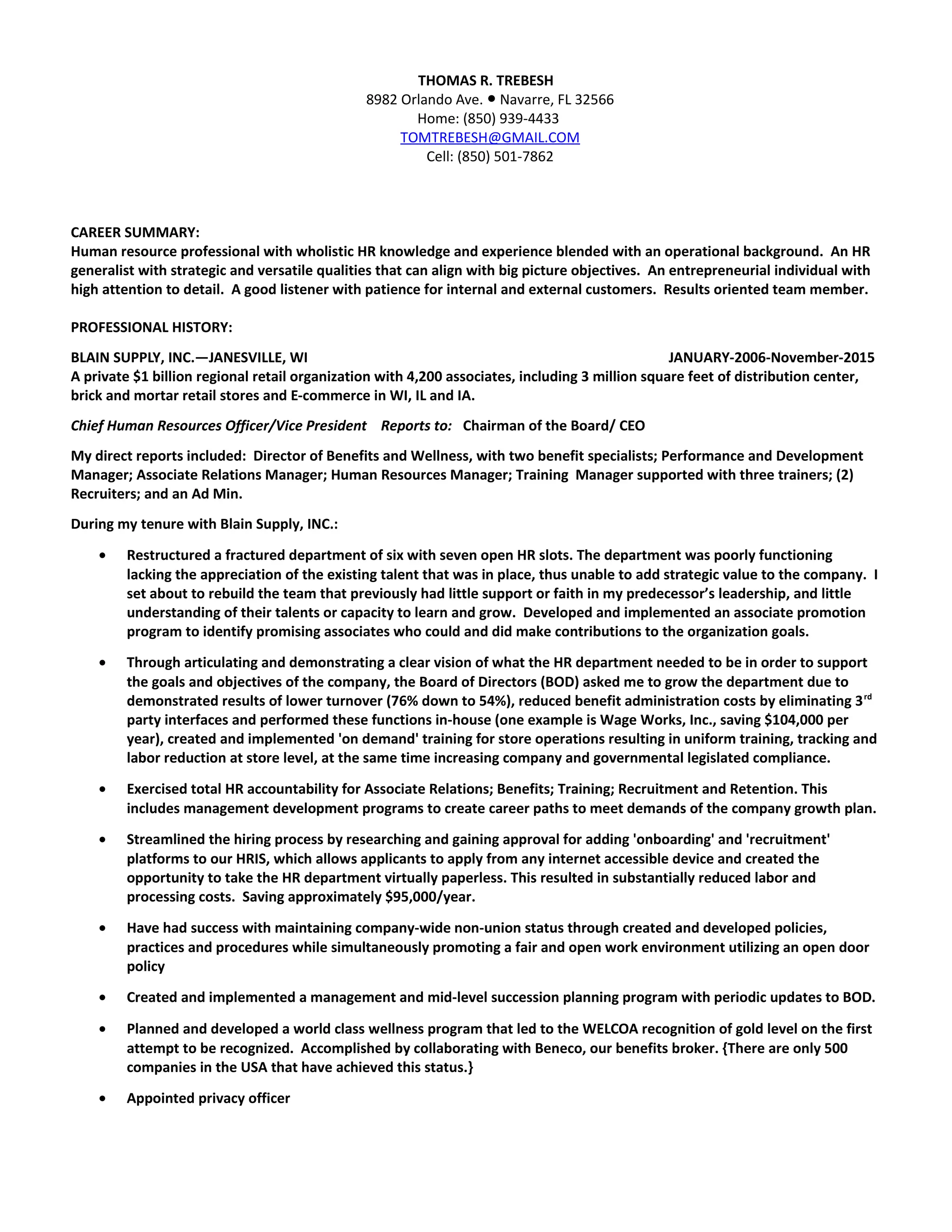 TREBESH RESUME | DOC | Human Resources | Business