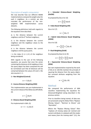 Investigating the Performance of Distanced-Based Weighted-Voting approaches in kNN Classifiers | PDF