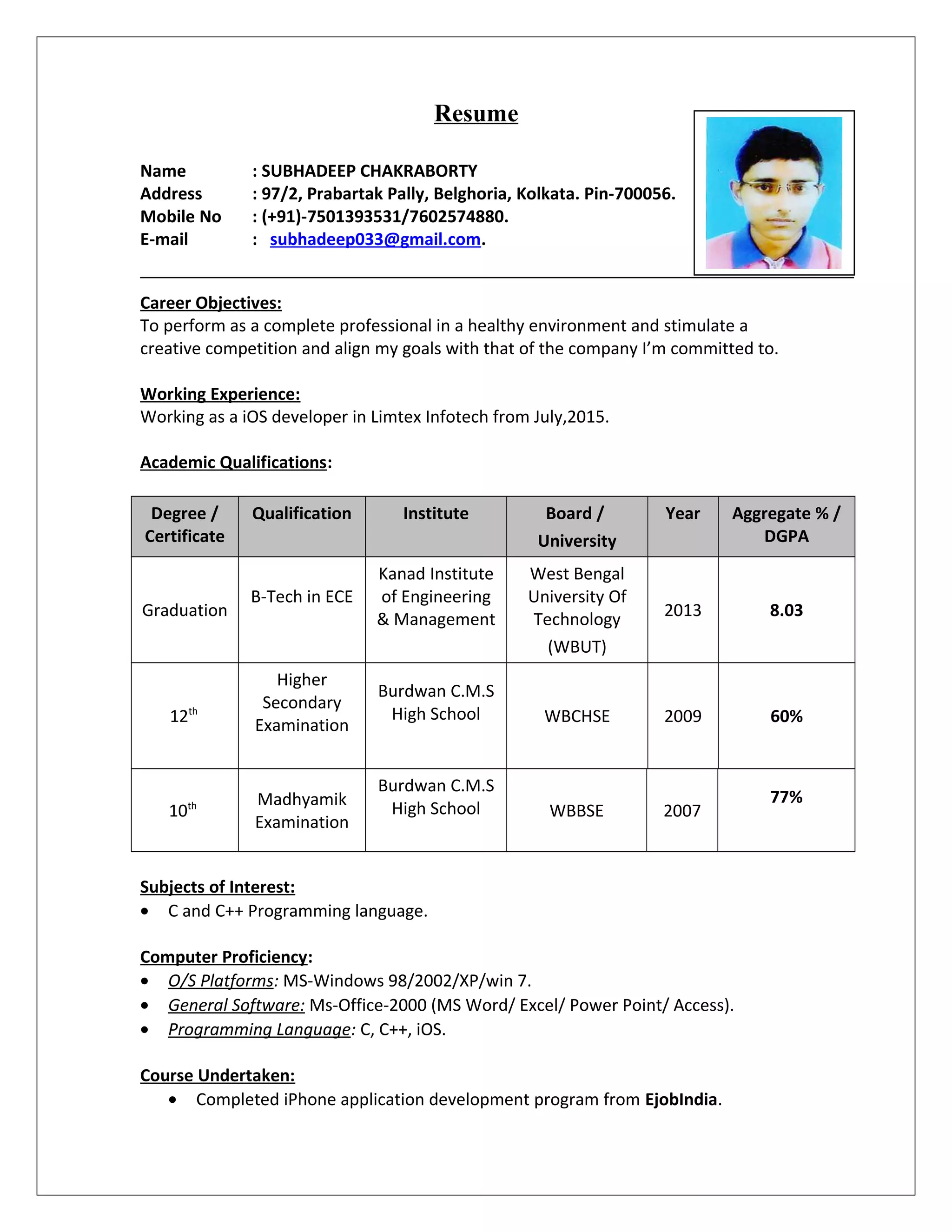RESUME_Subhadeep | PDF