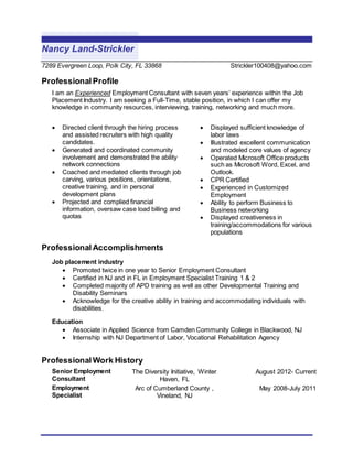 Nancy Land Resume | DOCX