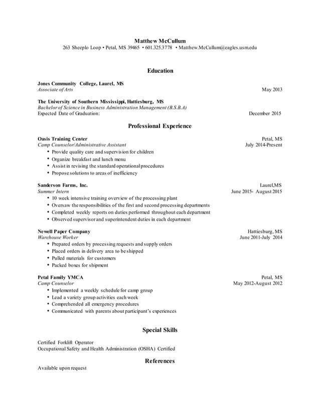 Matthew McCullum Final Resume 2015 | PDF