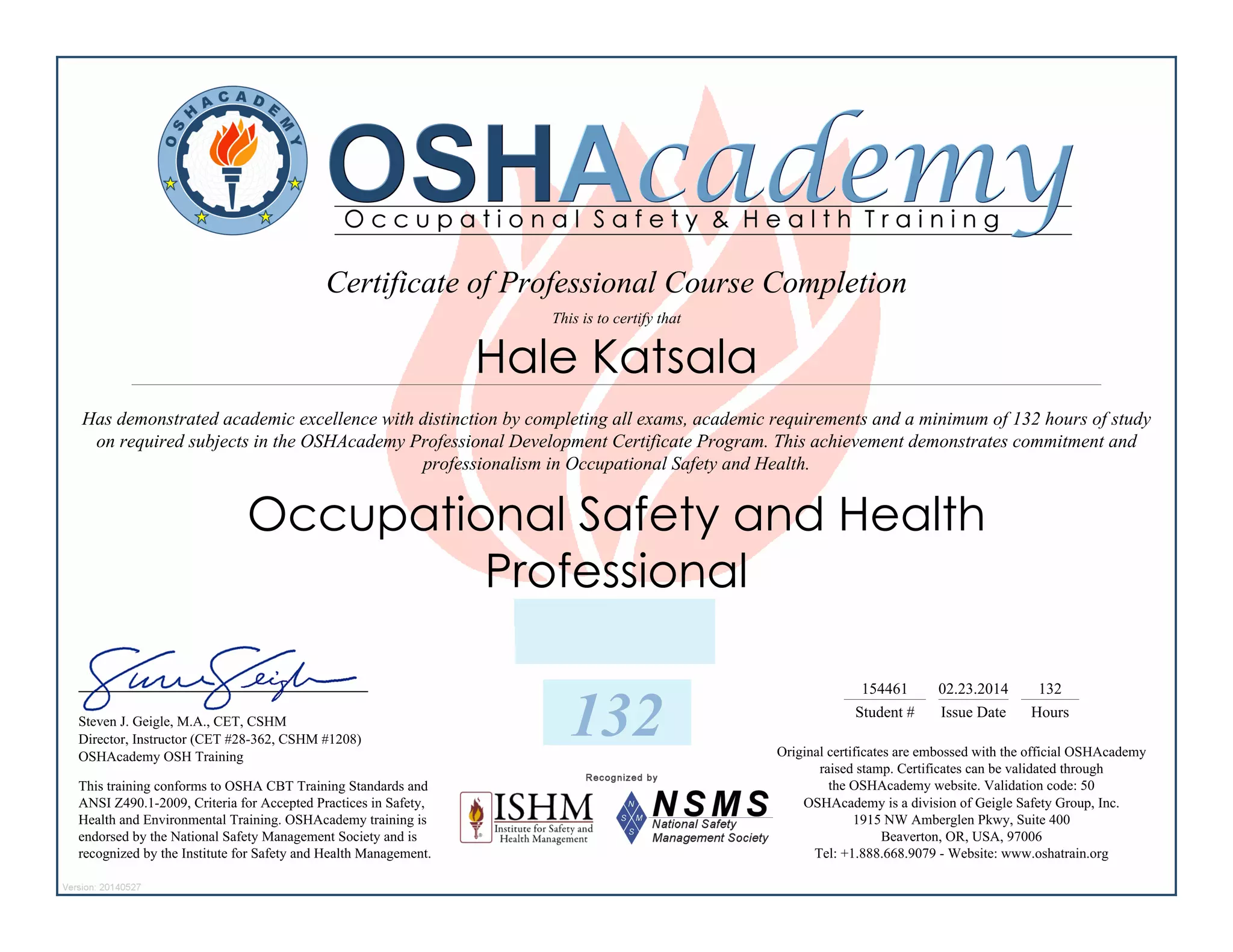 OSHA certificate professional | PPT