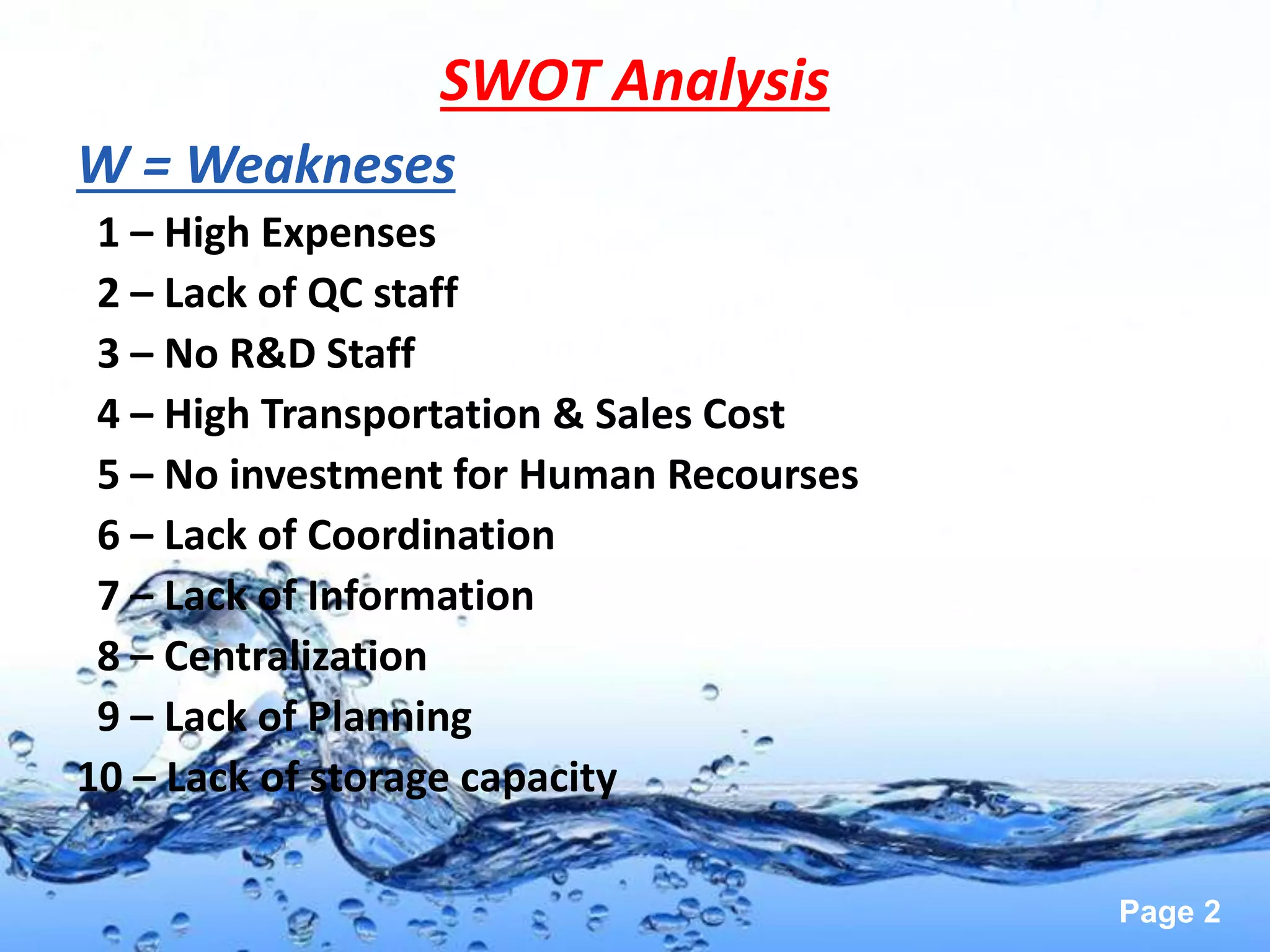 Plant Water SWOT analysis | PPTX