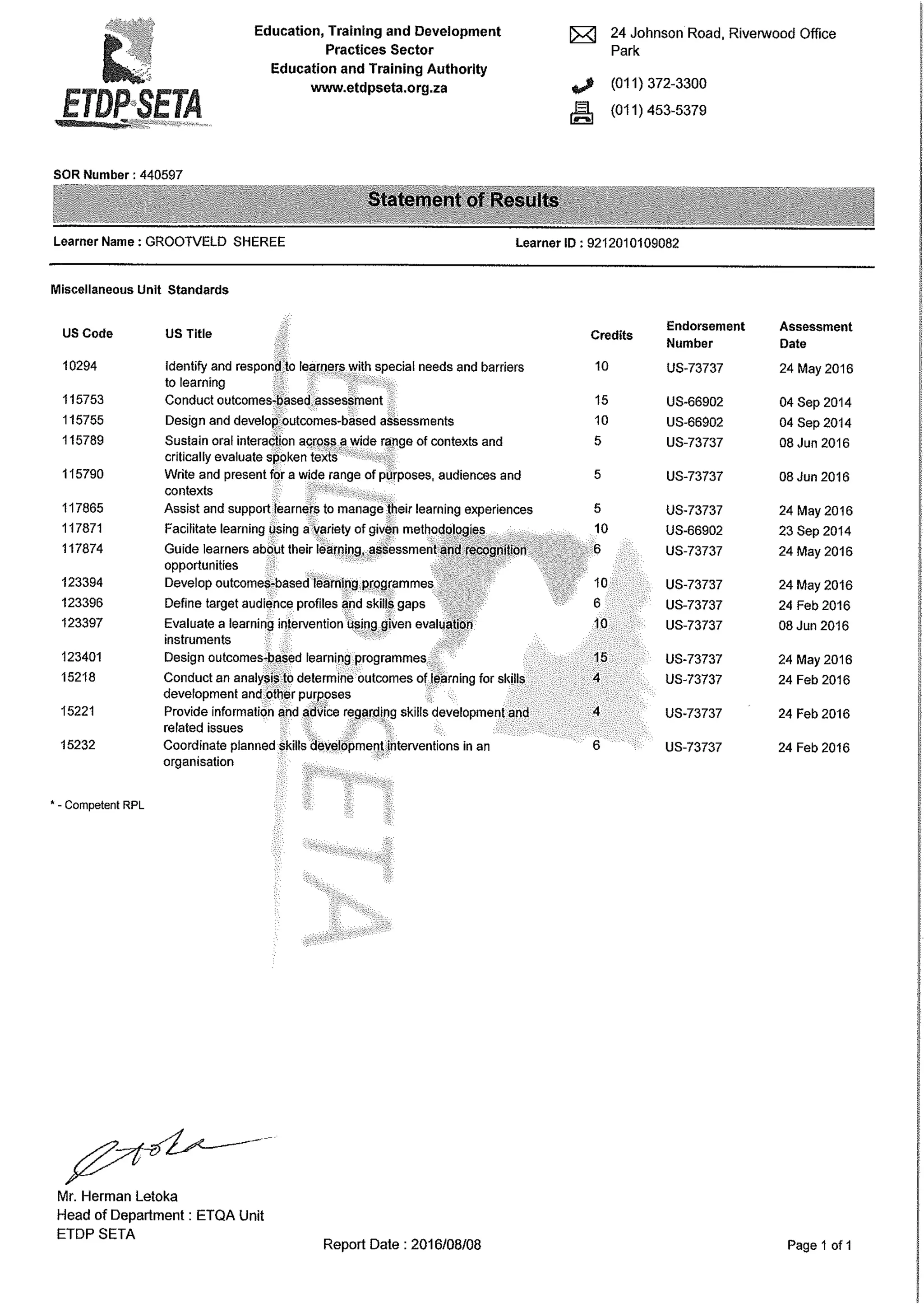 Statement of Results | PDF