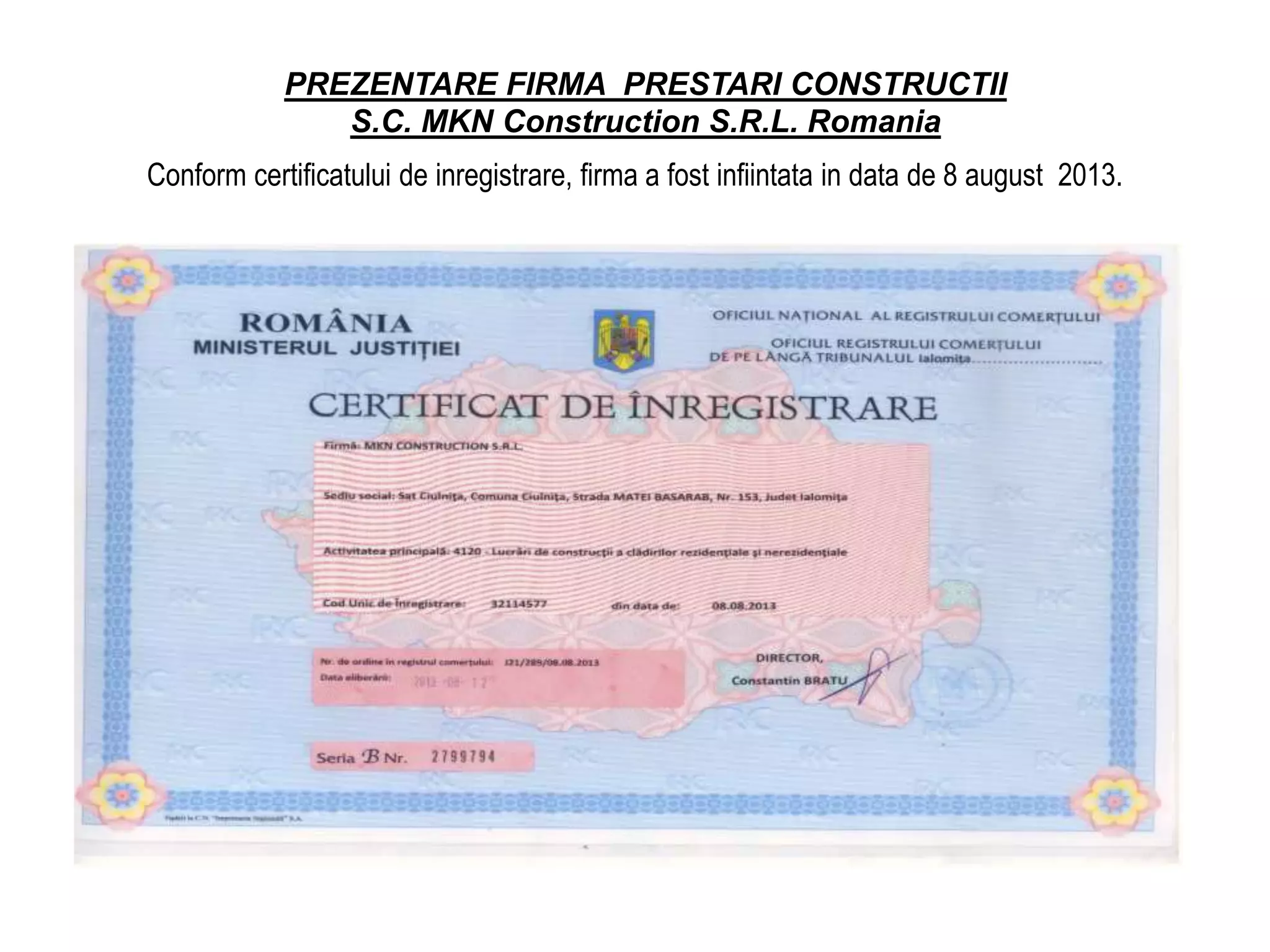 PREZENTARE FIRMA PRESTARI CONSTRUCTII | PPTX