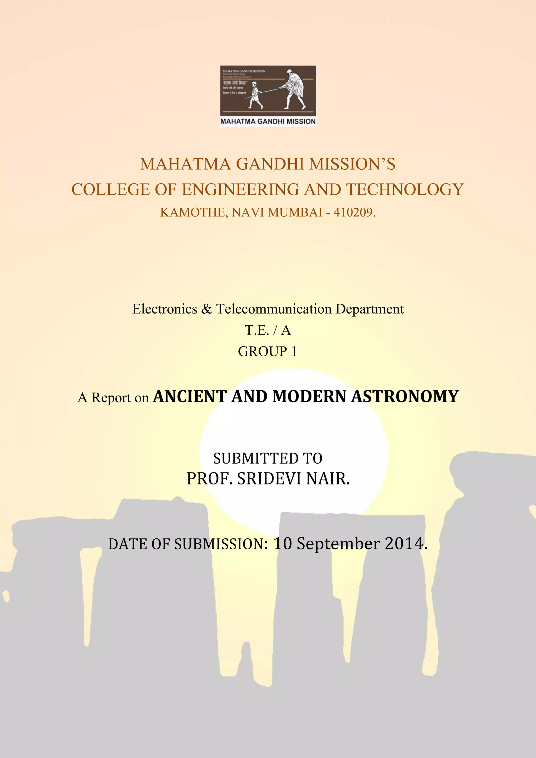 Report on "ANCIENT & MODERN ASTRONOMY" | PDF