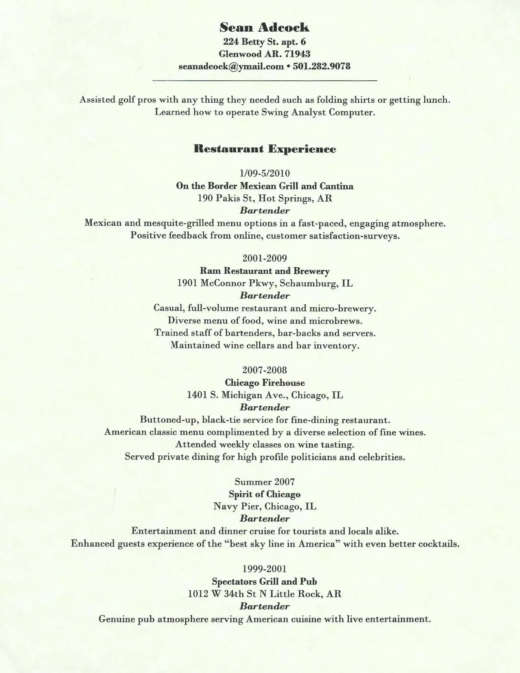 Sean Resume pg 2 | PDF