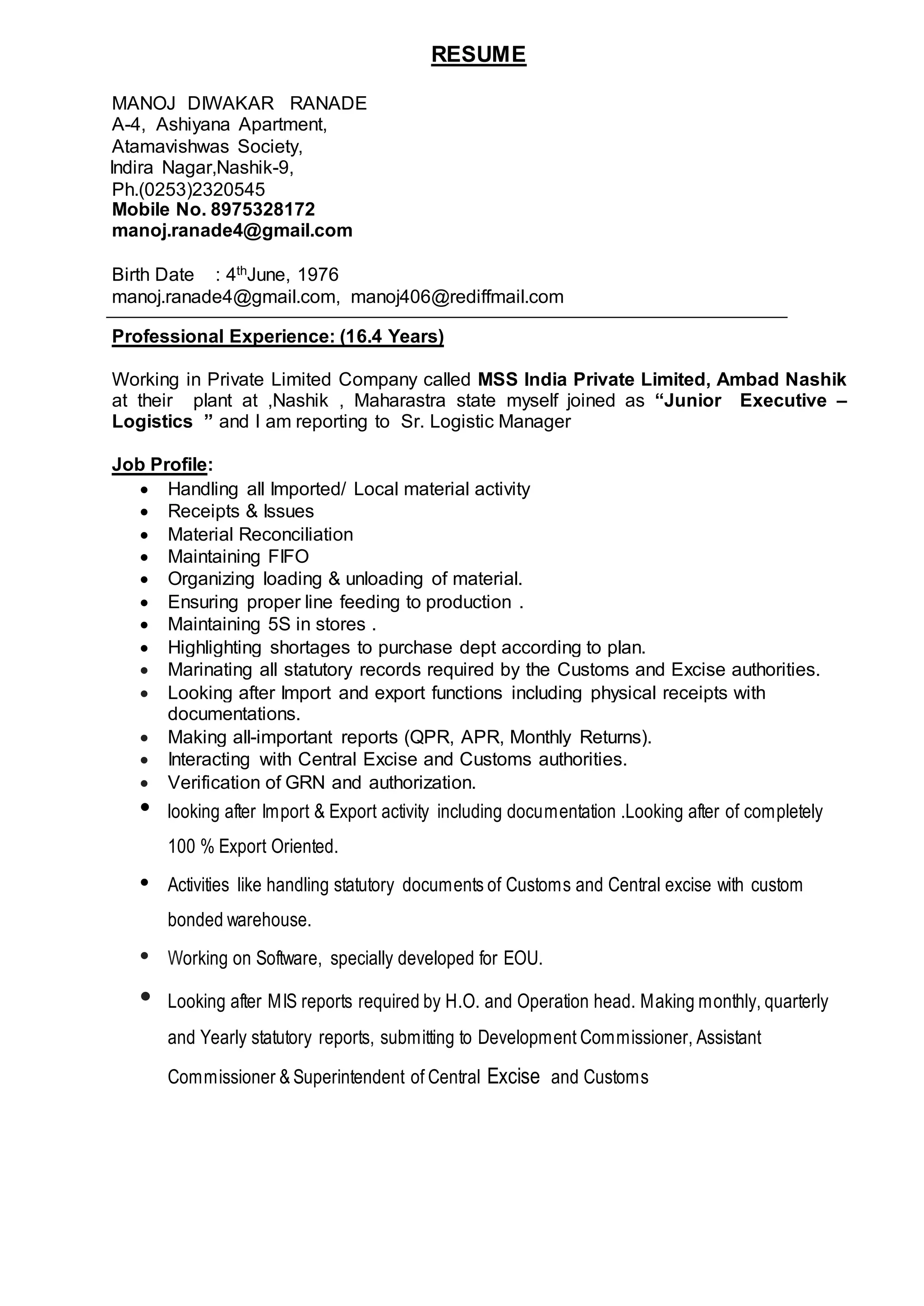 Latest_resume-_Manoj_D_Ranade- 4_ (1) (2) | PDF