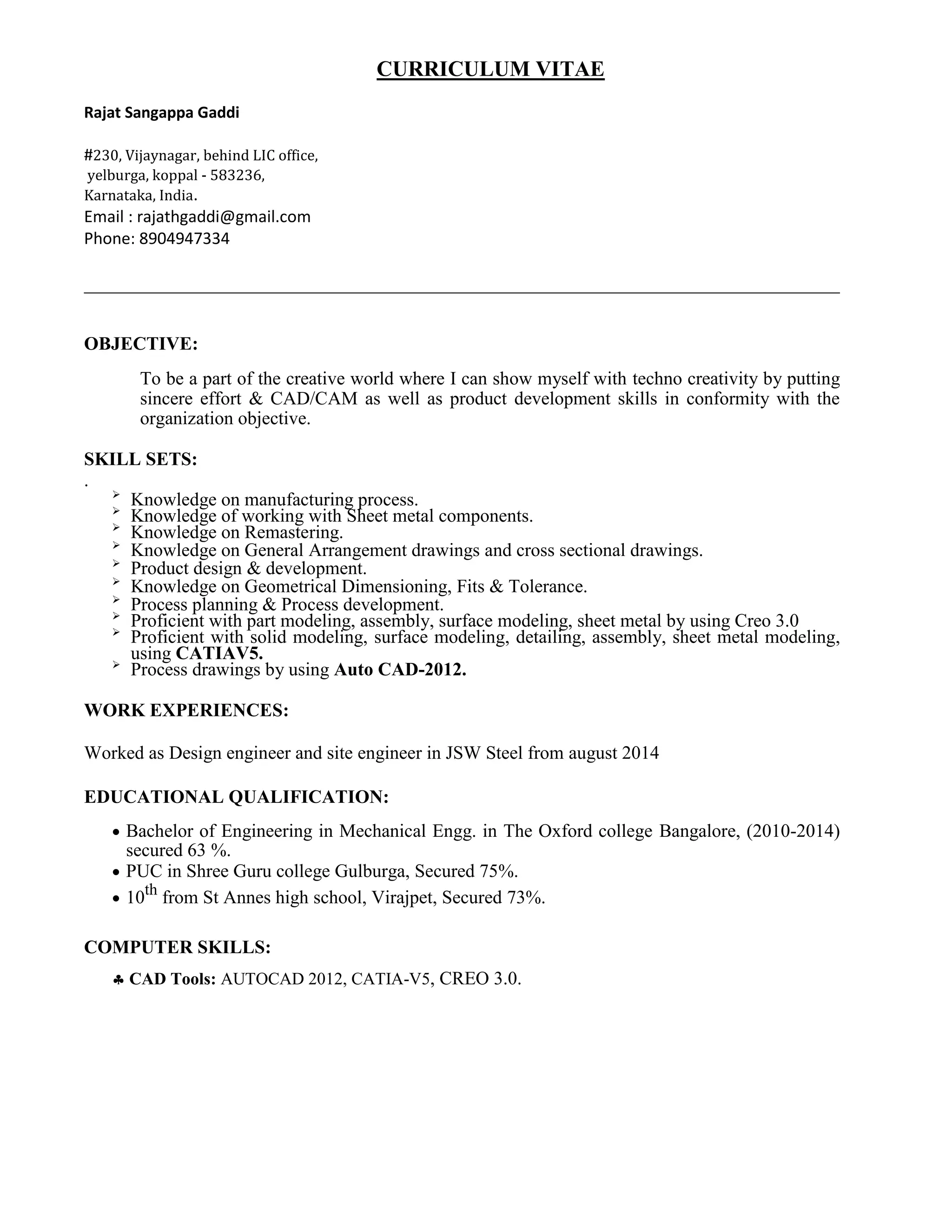 Rajath Resume.0.1 | PDF