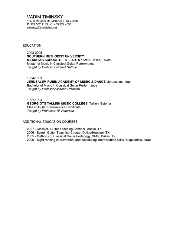 Timinsky RESUME new | PDF