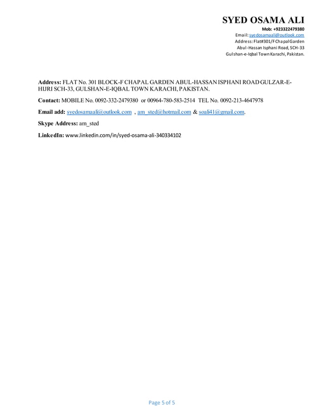 SYED OSAMA ALI CV | PDF