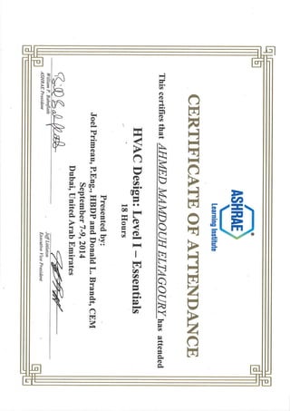 ASHRAE Certificate | PDF
