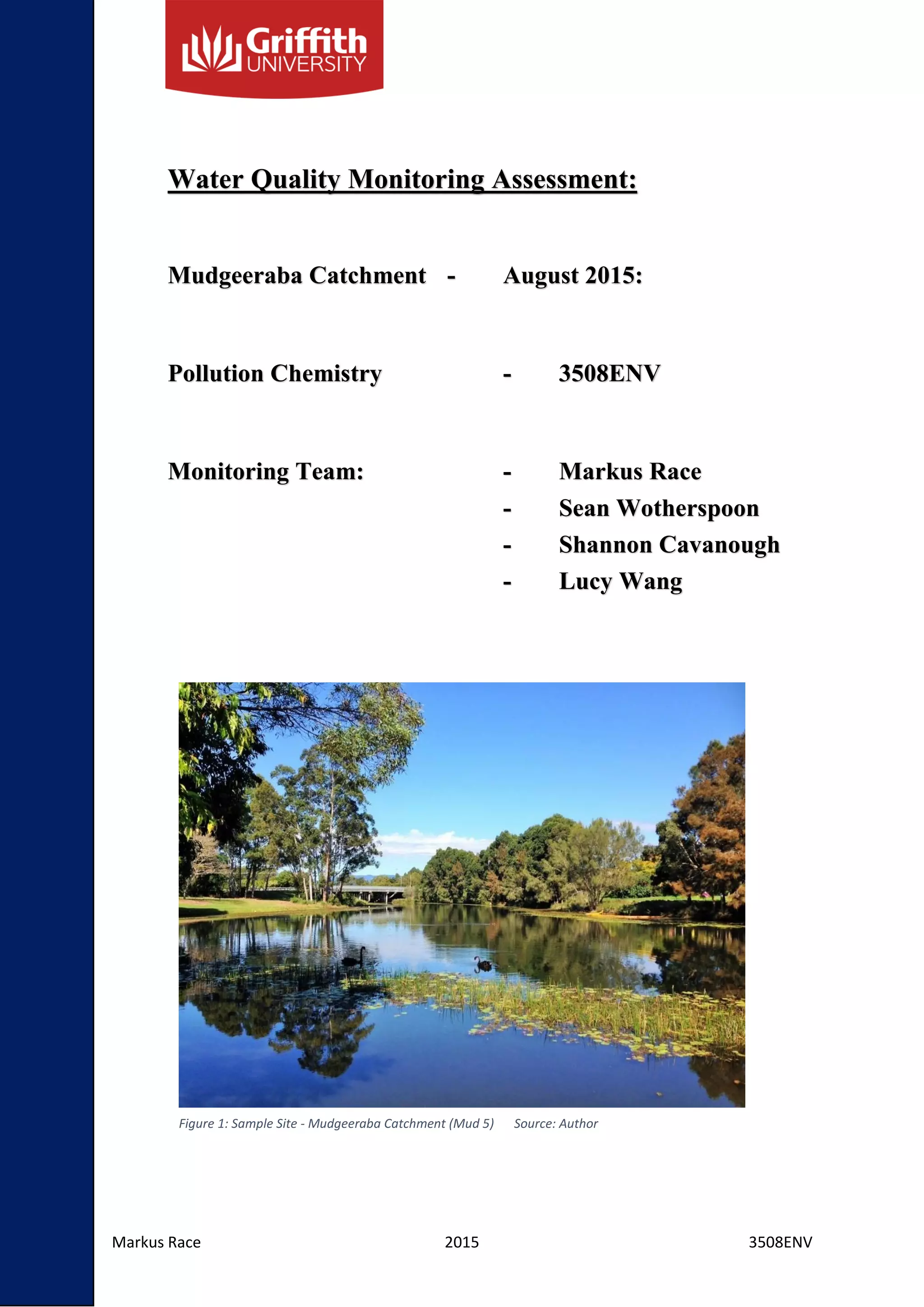 Water Quality Monitoring Assessment - Mudgeeraba Catchment - August ...