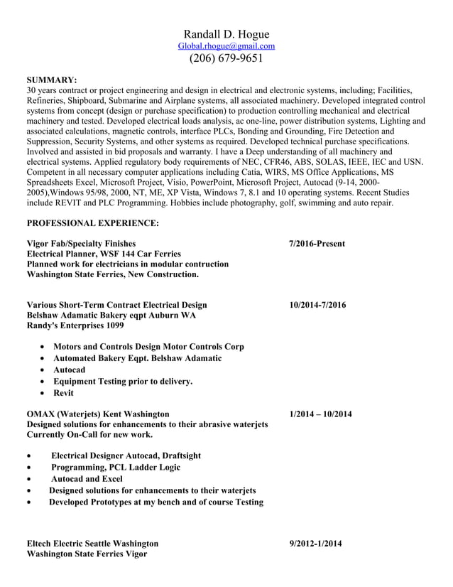 Randy Hogue resume 092316 | PDF