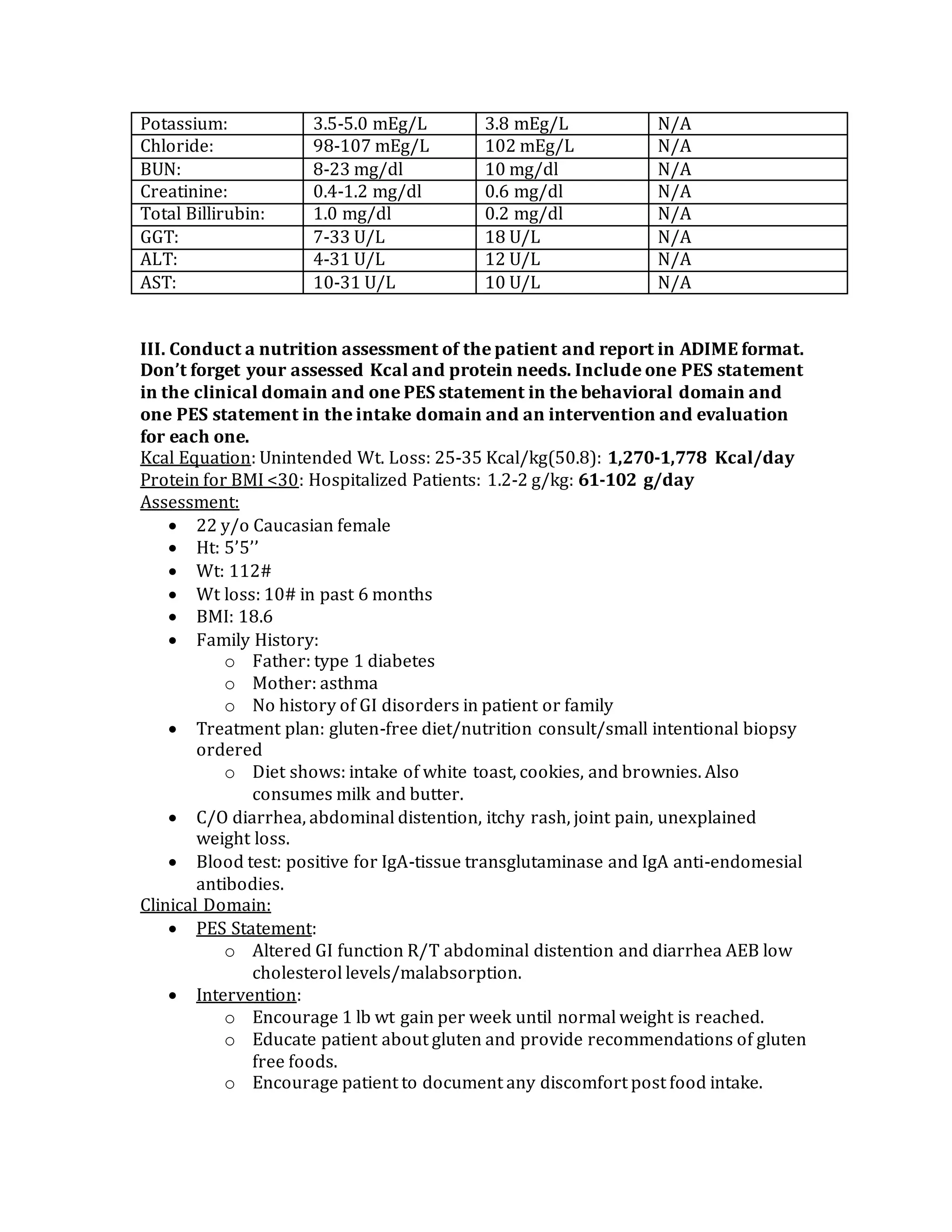 Celiac Case Study | DOCX