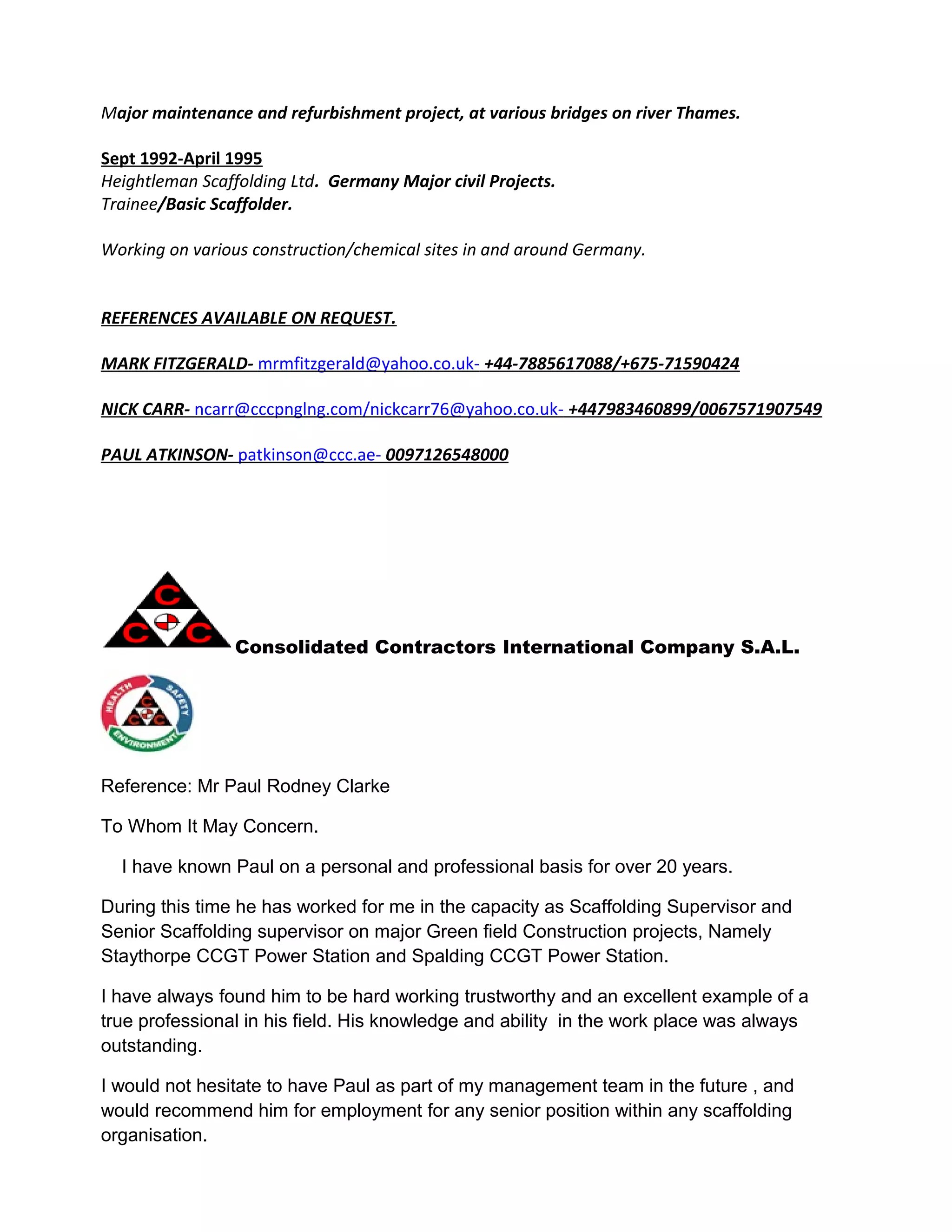 PAUL CLARKE-CV-01-SCAFFOLD SUPERINTENDENT | DOC