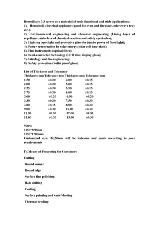 borosilicate float glass catalog | PDF