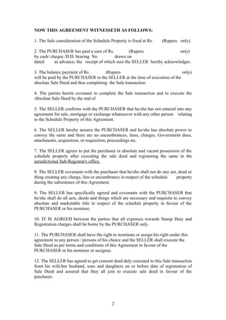 Agreement For Sale | DOC