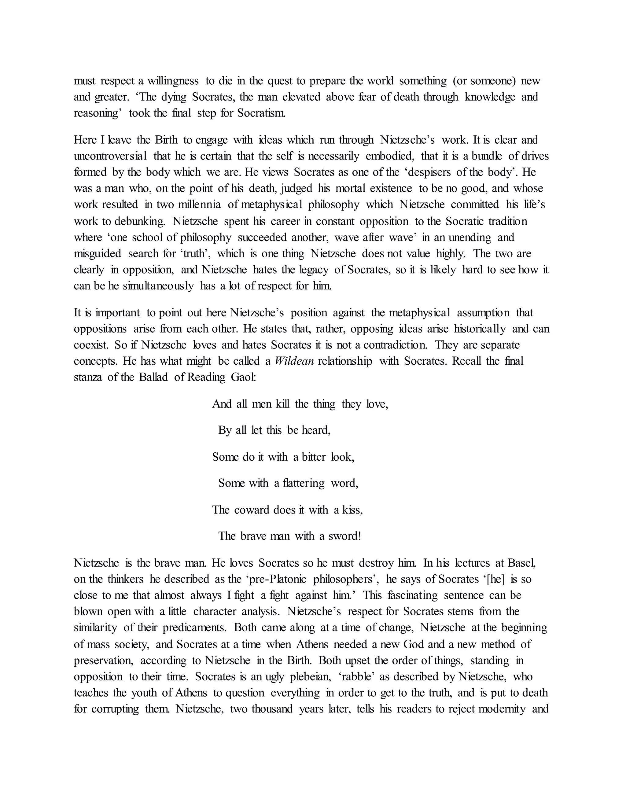 Writing Sample Nietzsche | DOCX