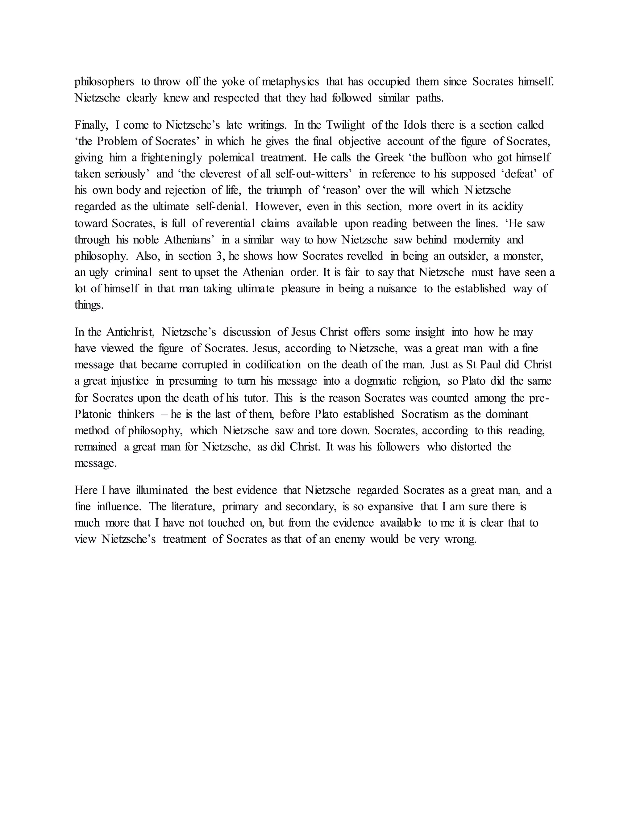 Writing Sample Nietzsche | DOCX