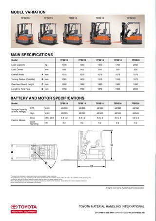 Xe nâng điện ngồi lái Toyota 1.8 tấn | PDF
