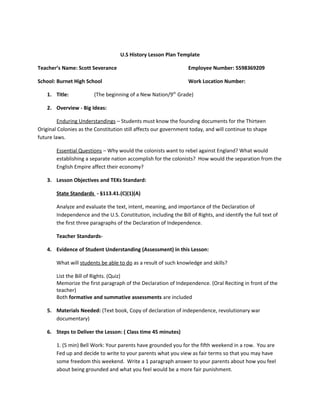 Lesson Plan_Us History_the birth of a new nation | DOC