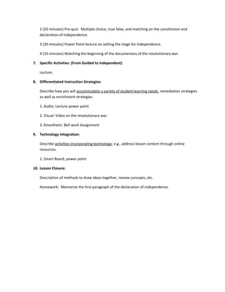 Lesson Plan_Us History_the birth of a new nation | DOC