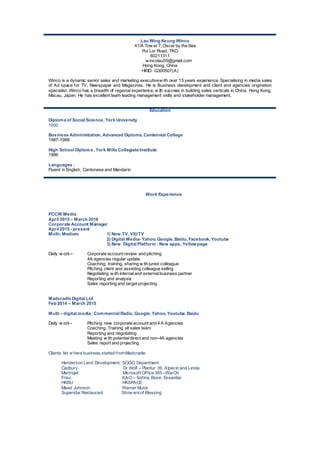 Lau Wing Keung Winco May2016 | DOCX | Sales | Business