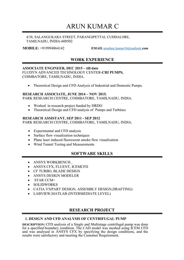Arun Kumar CV New | PDF