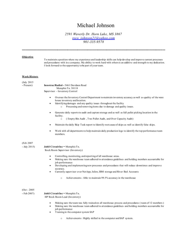 Michael Johnson resume | PDF