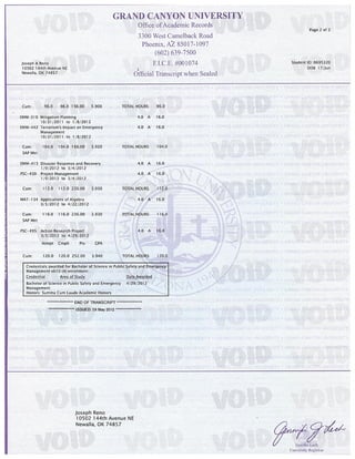 GCU Transcripts - Joseph Reno | PDF