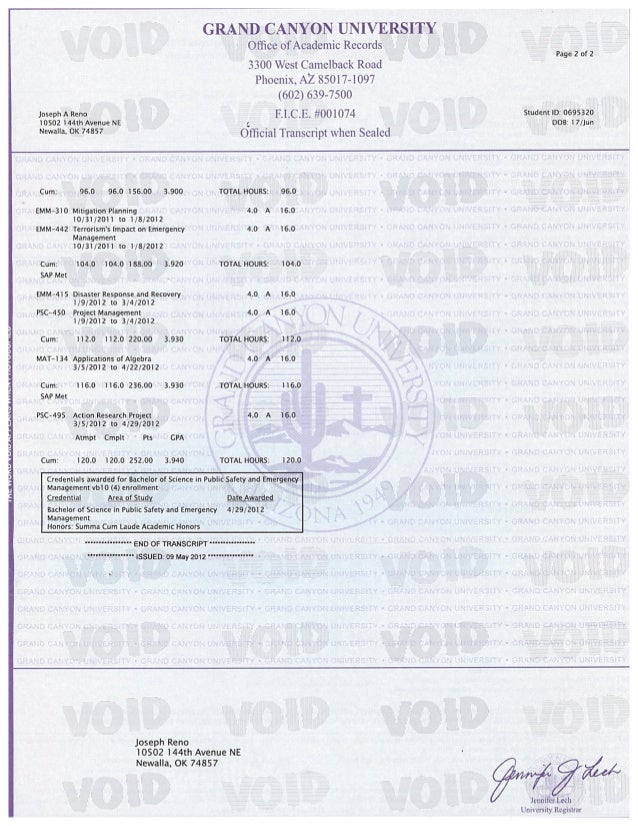 GCU Transcripts - Joseph Reno