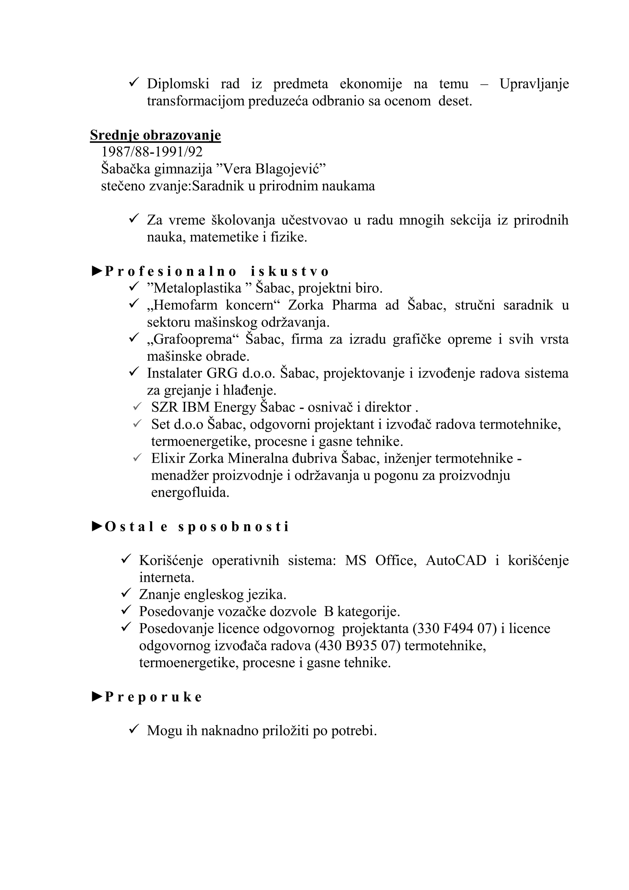 Branko Gajić_ CV_Srpski | PDF