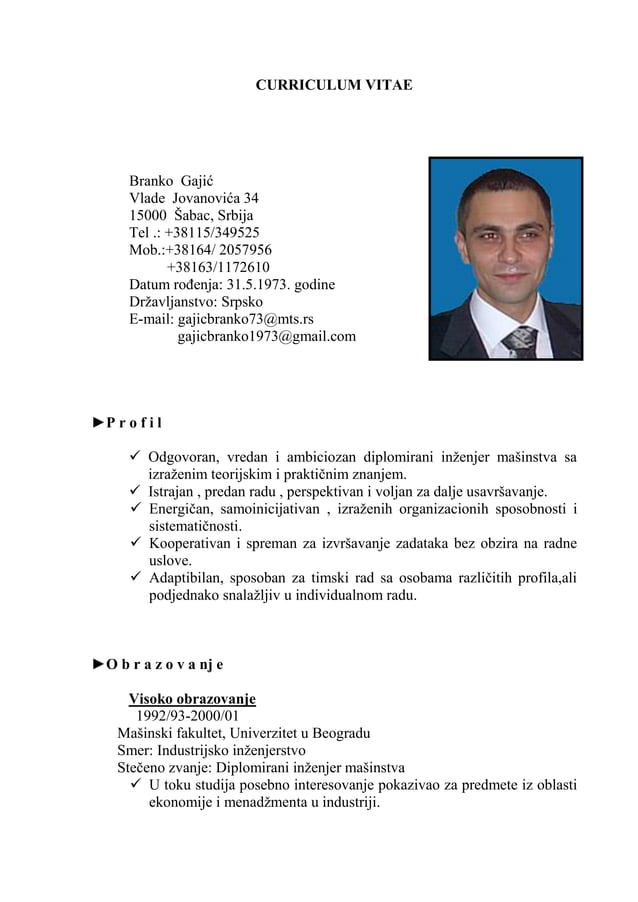 Branko Gajić_ CV_Srpski | PDF