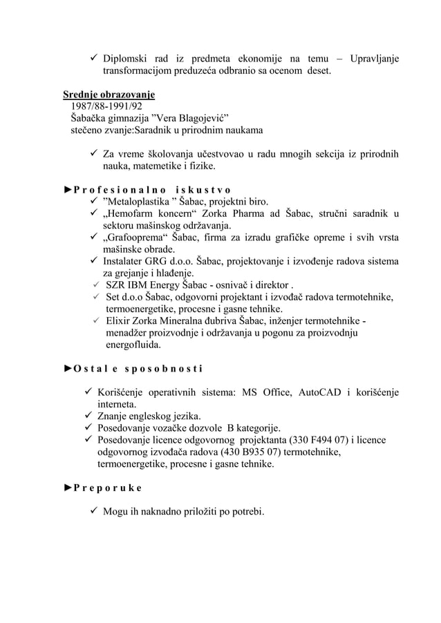 Branko Gajić_ CV_Srpski | PDF