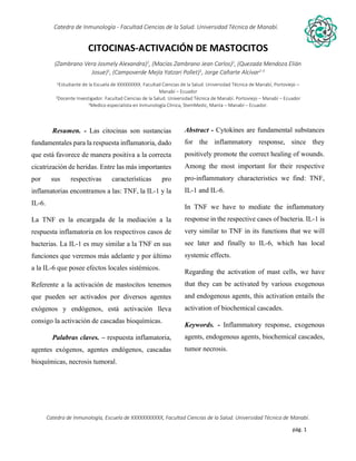 Citocinas activacion de-mastocito_sdddd | PDF