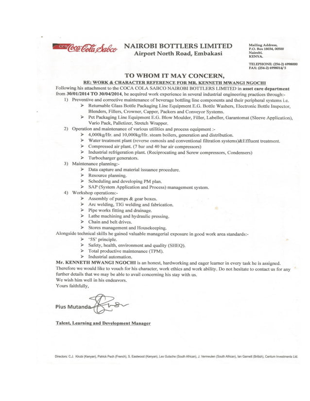 coca cola recommendation letter | PDF