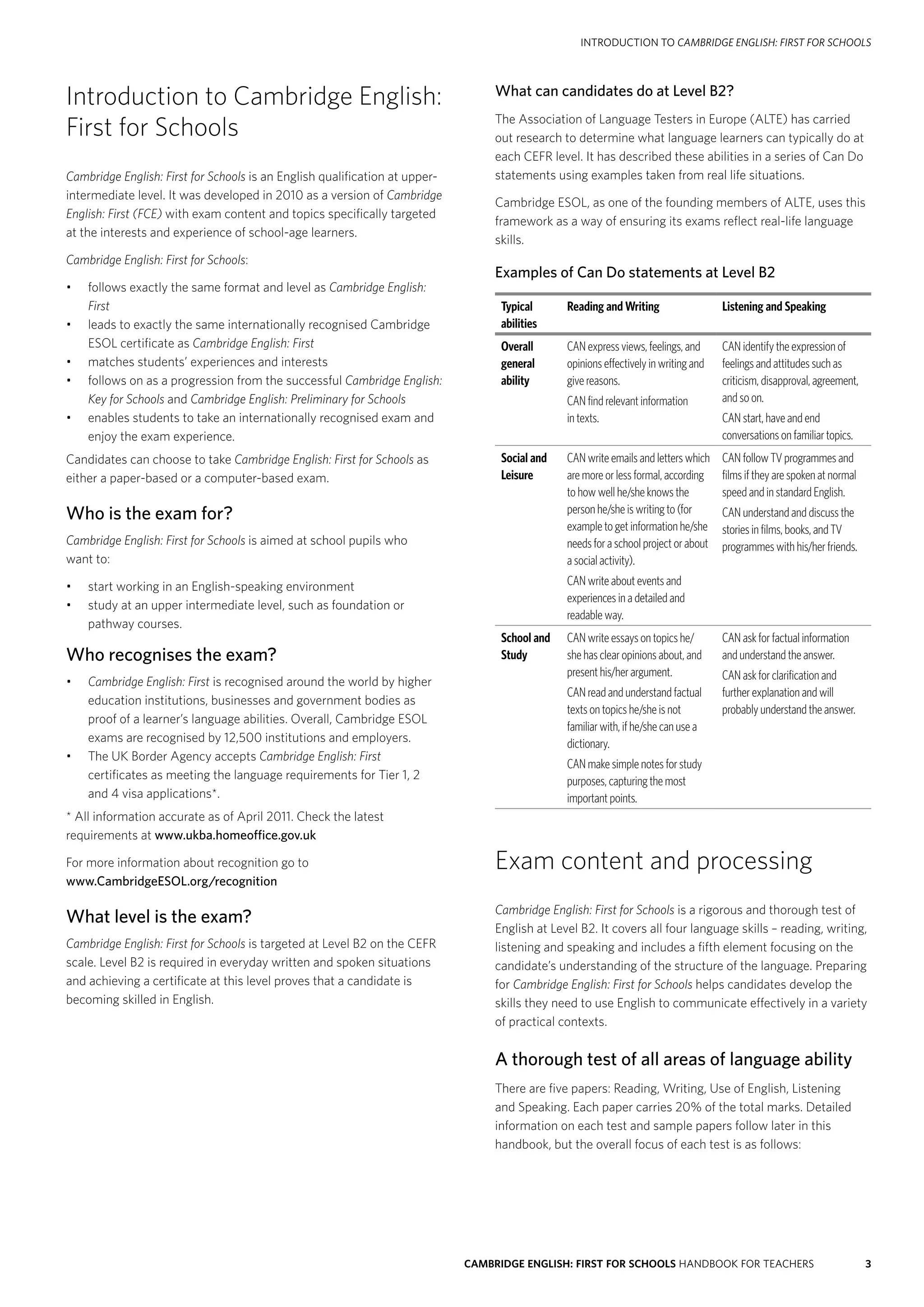 7 fce for_schools_handbook for teachers_new | PDF